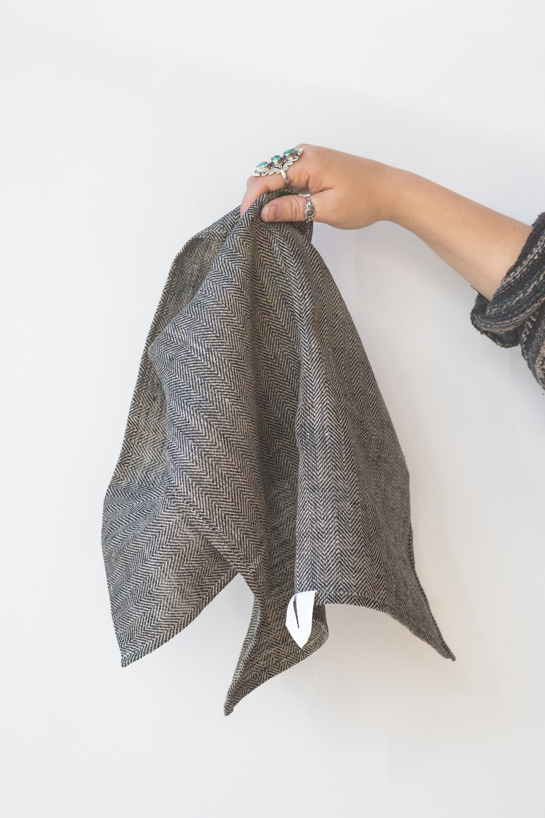 Kitchen Cloth thick linen herringbone grey